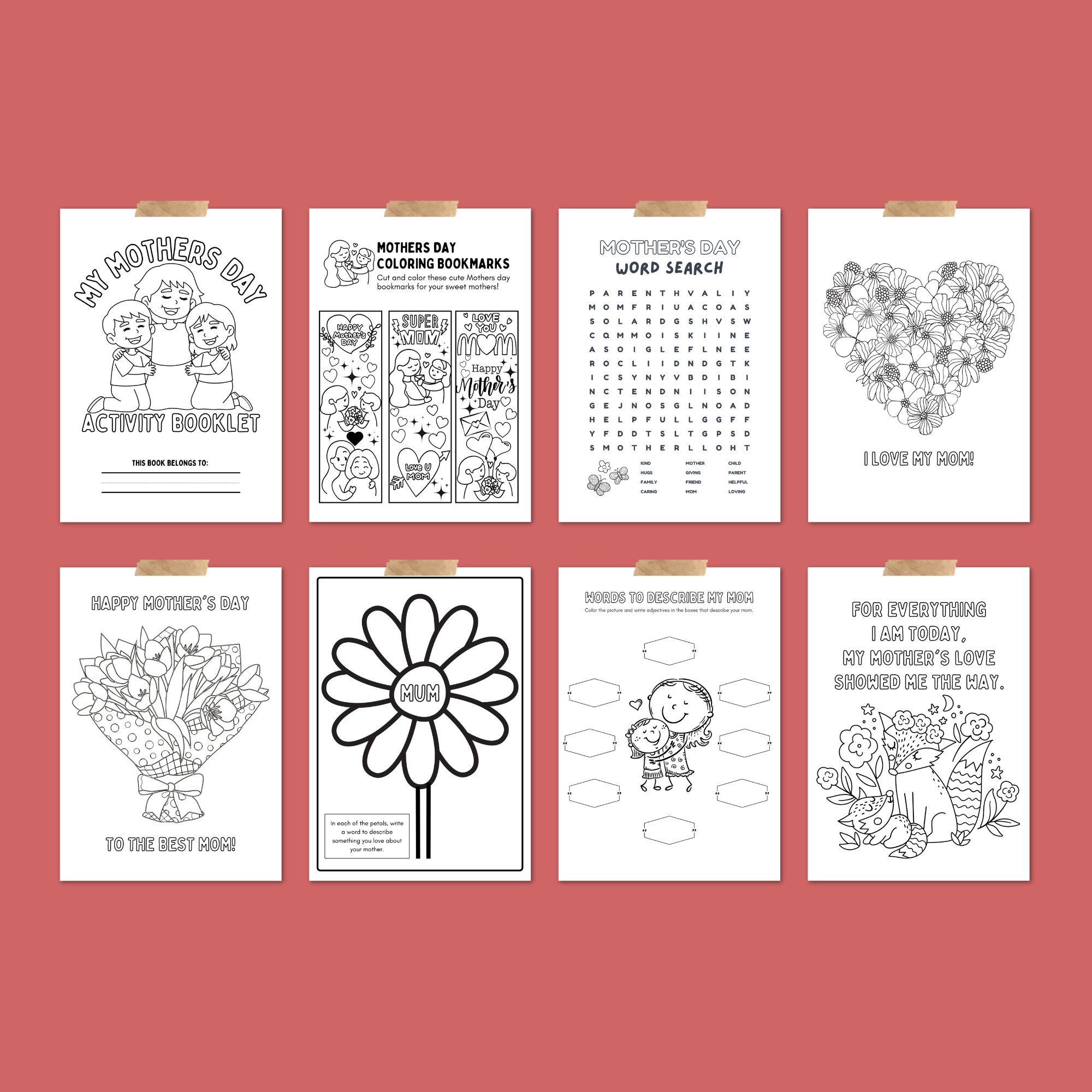 Instant Download Mother's Day Coloring and Activity Booklet for Kids - Etsy
