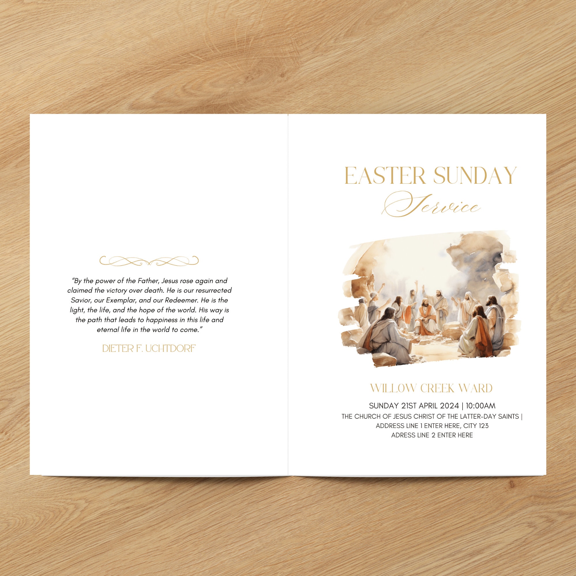 LDS Easter Service Program Editable Template - Minimal Editable ...