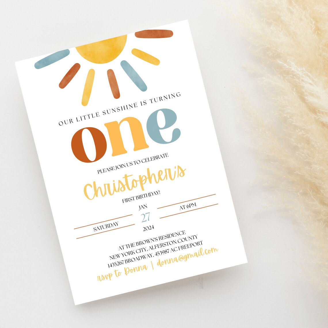 Sunshine First Birthday Invite 'you Are My Sunshine' Themed First ...