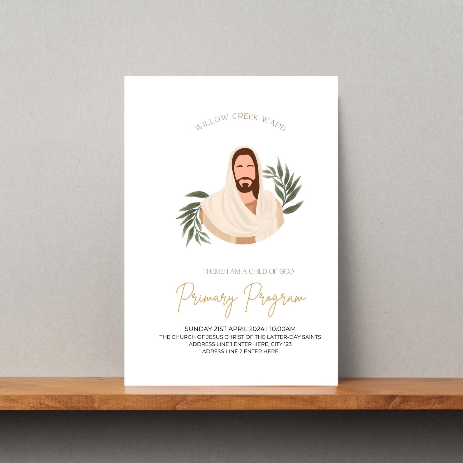 LDS Primary Program Editable Template - Minimalistic Editable Template ...