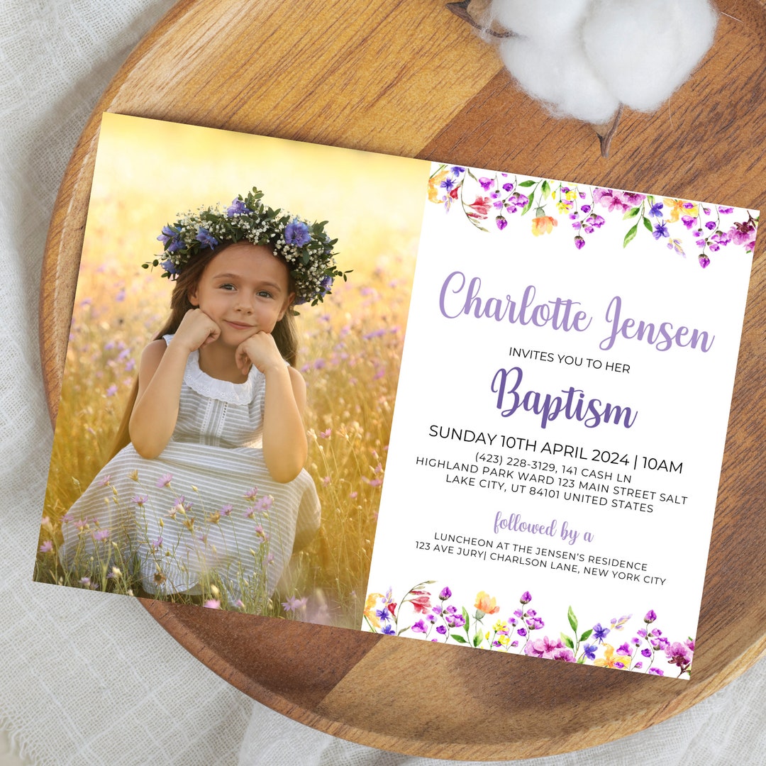 LDS Baptism Invitation Editable Template - Lds Baptism Invite, Baptism ...