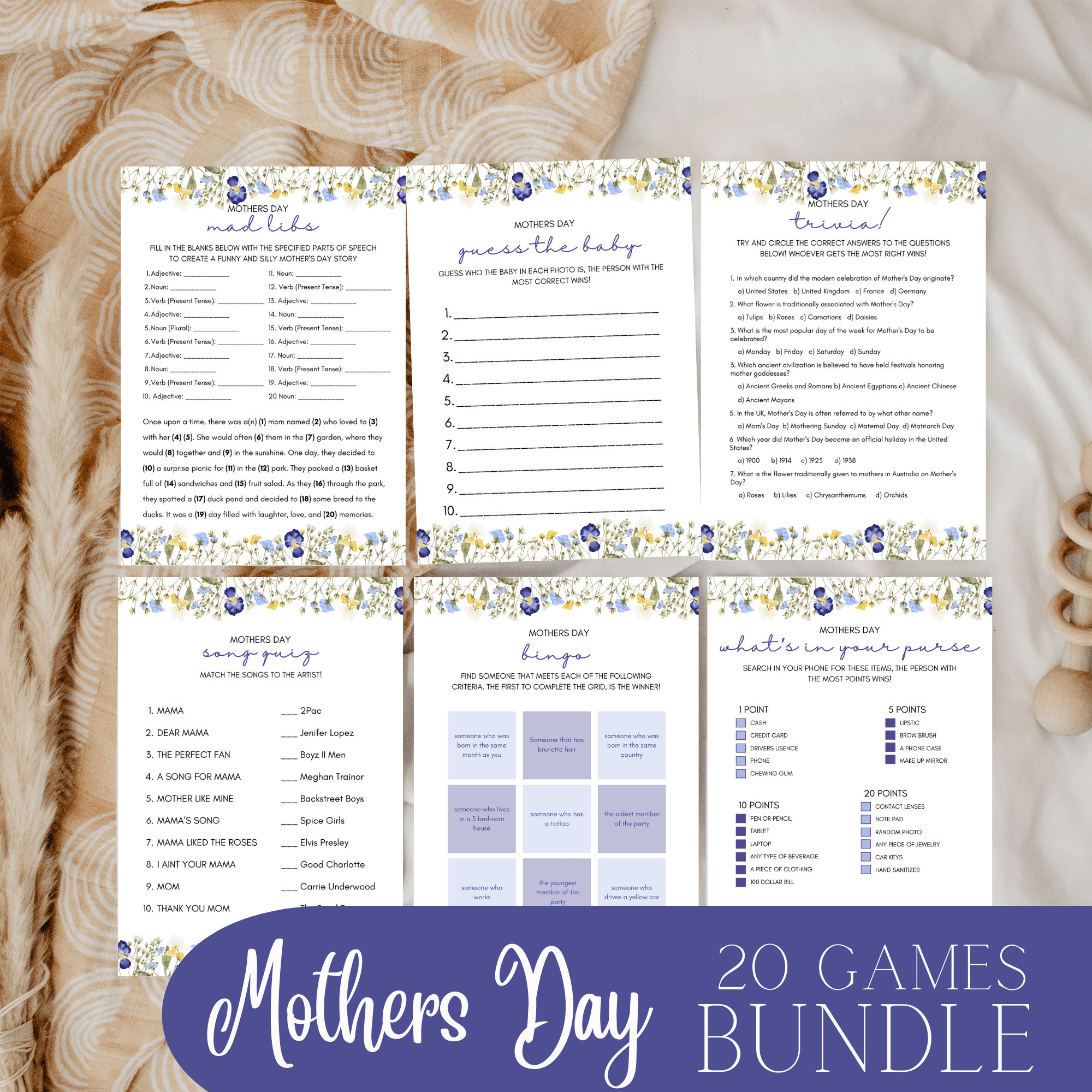 Mother's Day Games Bundle Templates - Editable Games Bundle, Mothers ...