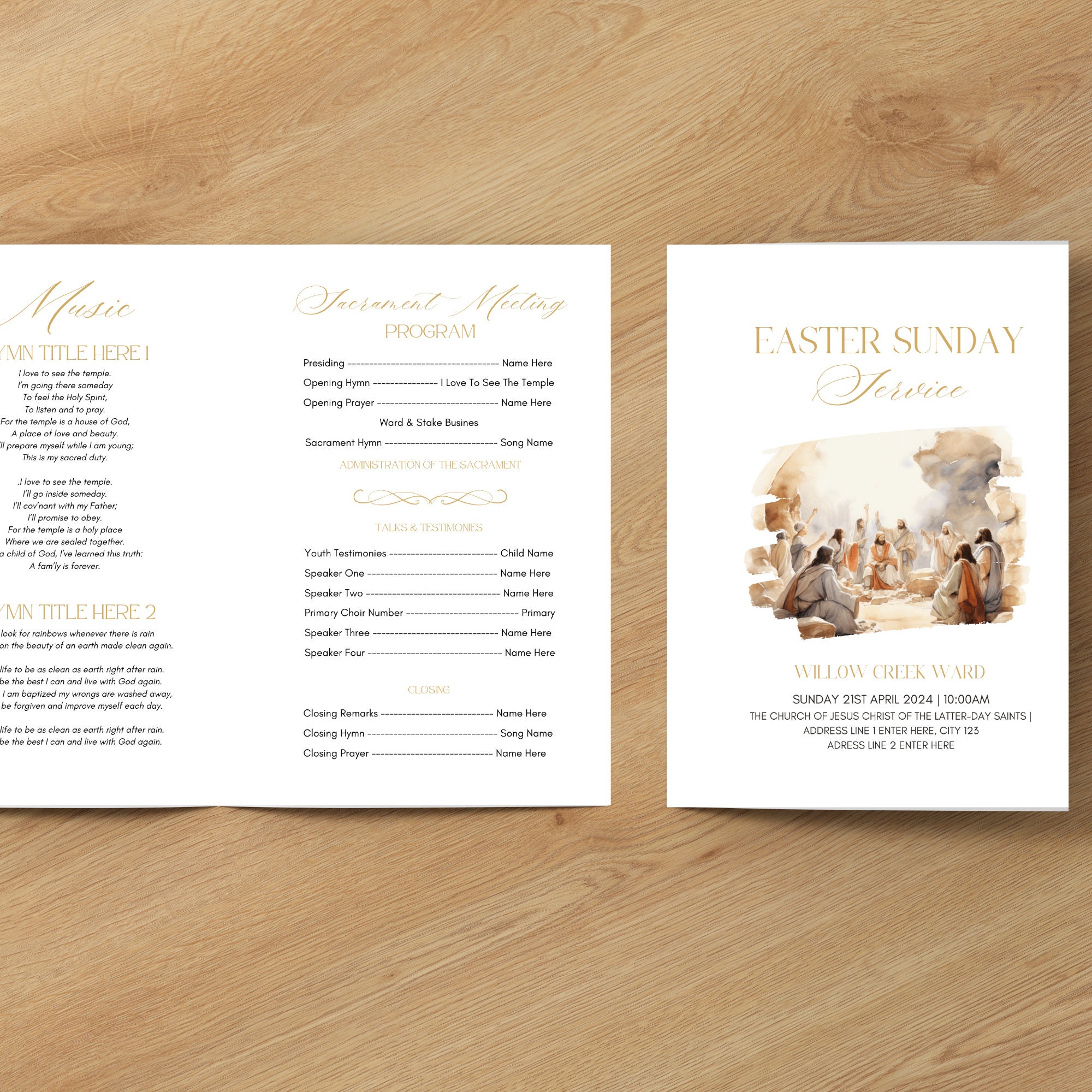 LDS Easter Service Program Editable Template - Minimal Editable ...
