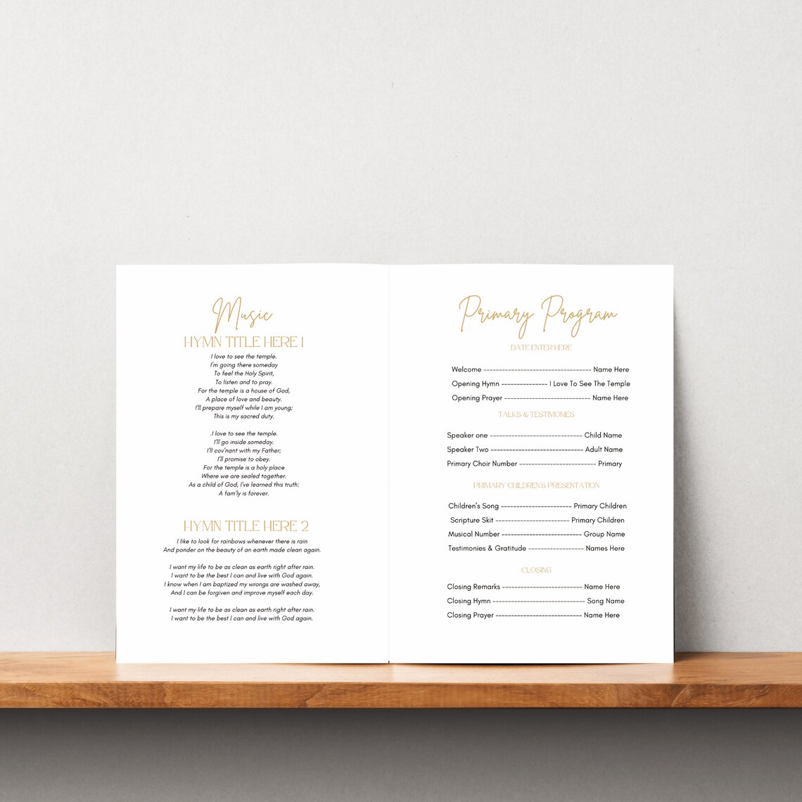 LDS Primary Program Editable Template - Minimalistic Editable Template ...