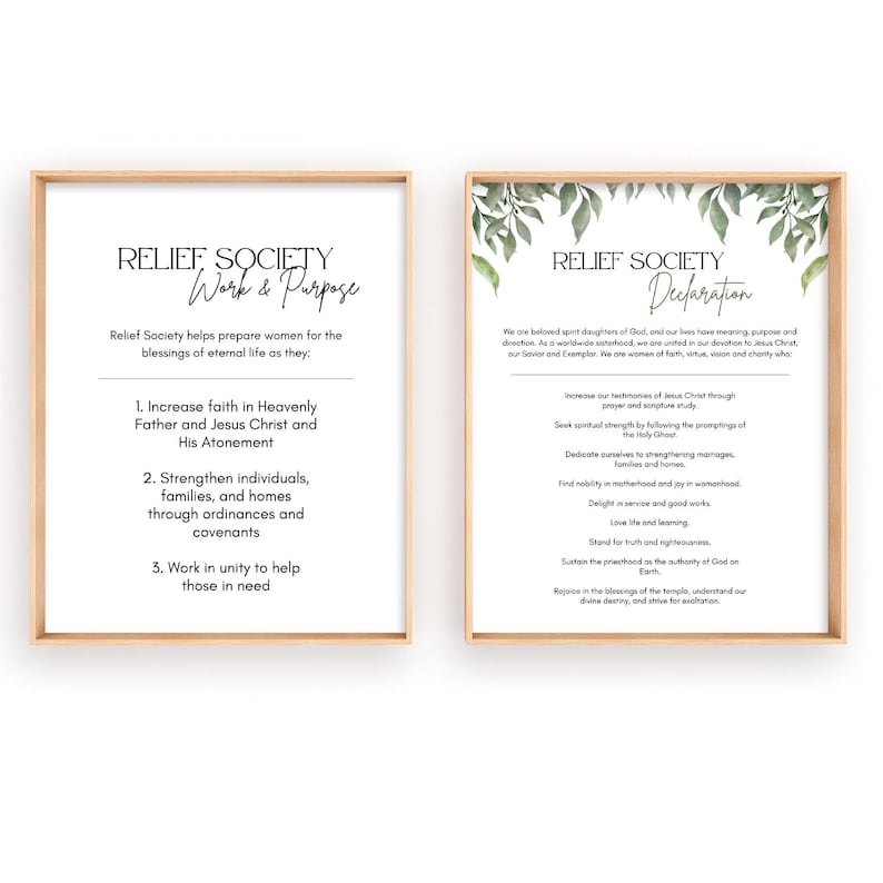 Relief Society Declaration and Work & Purpose Sign Declaration ...