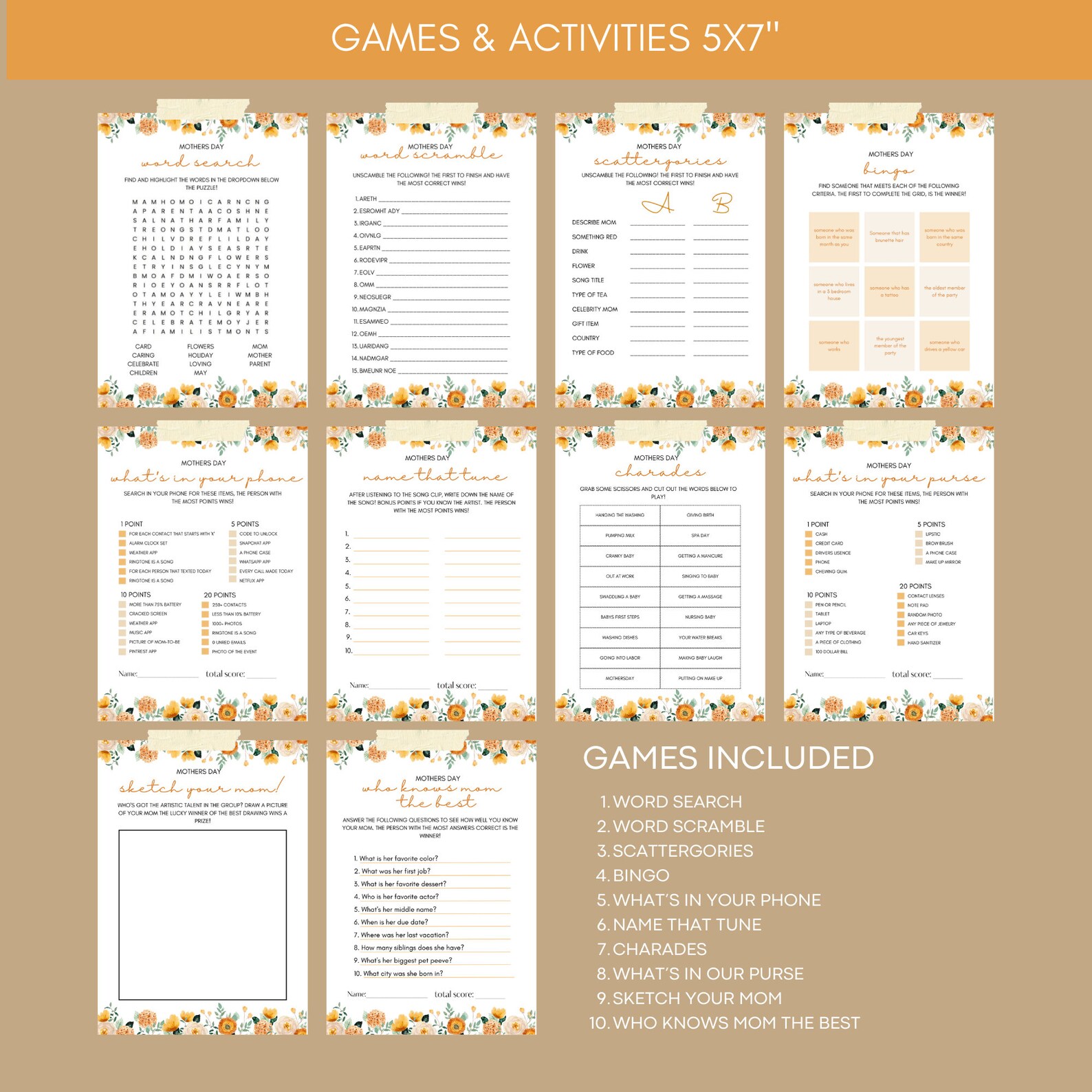 Mother's Day Games Bundle Templates Editable Games Bundle, Mothers Day ...