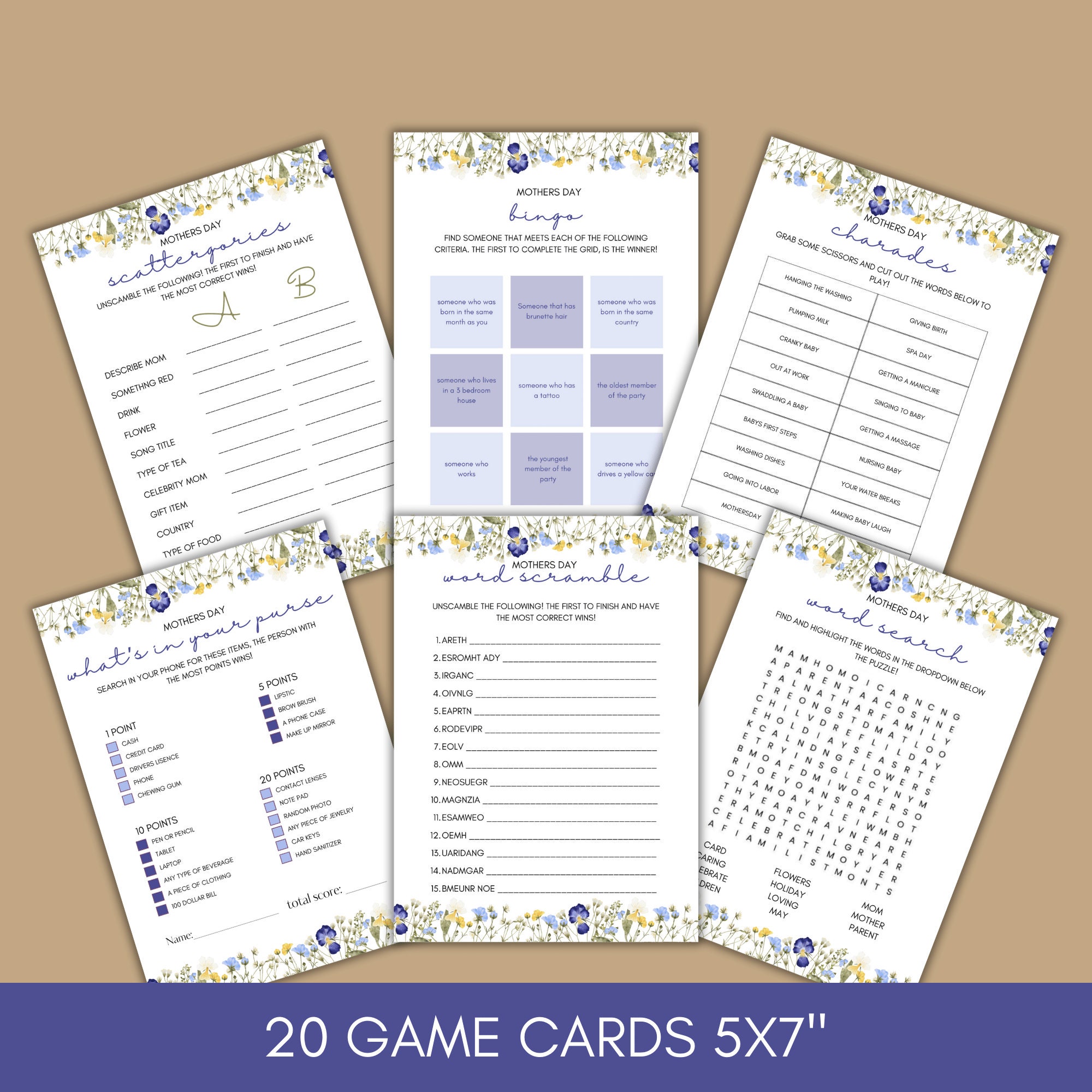 Mother's Day Games Bundle Templates - Editable Games Bundle, Mothers ...