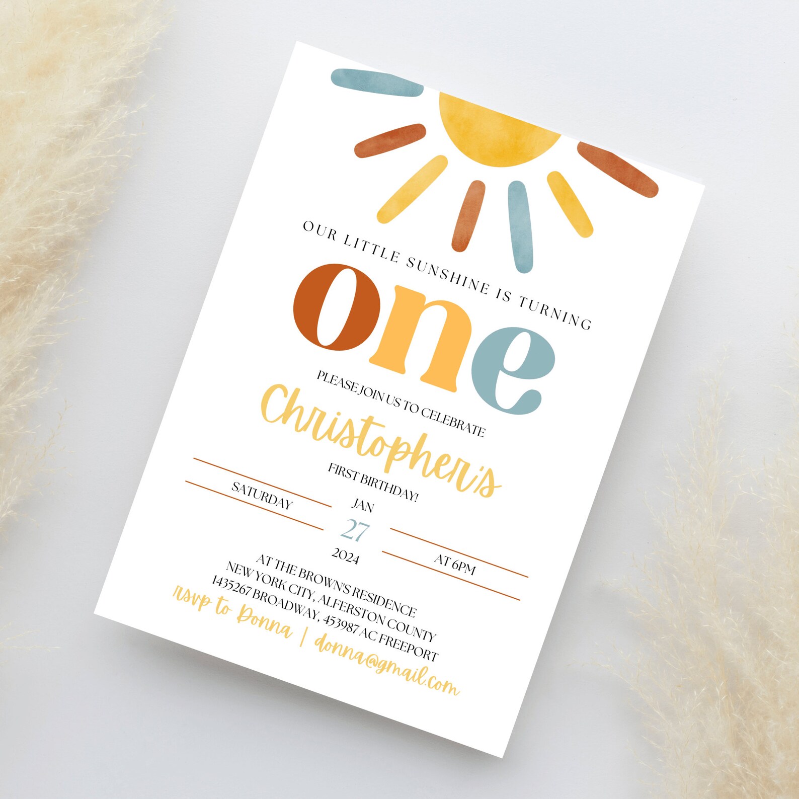 Sunshine First Birthday Invite 'you Are My Sunshine' Themed First ...