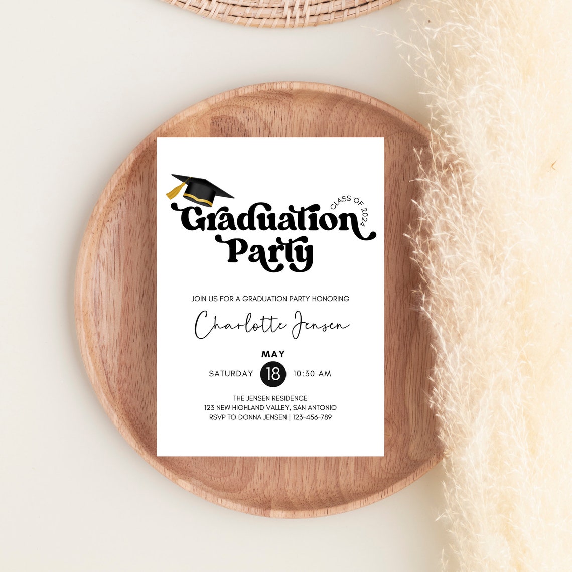 Minimalistic Graduation Party Invitation Senior Announcement, Grad ...