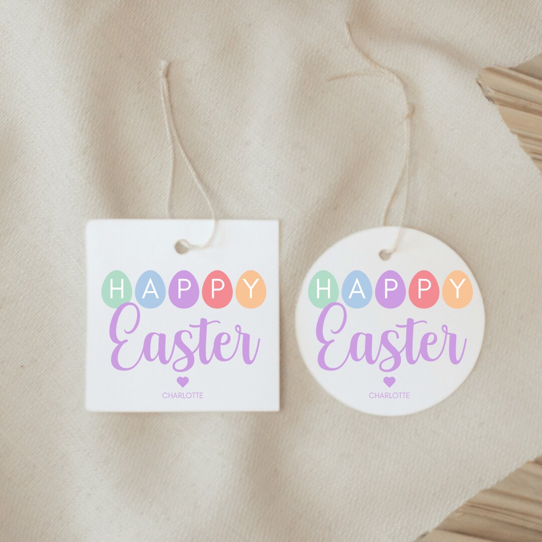 Minimalistic Easter Gift Tag Template - Easter Gift Tag, Treat Bag Tag ...