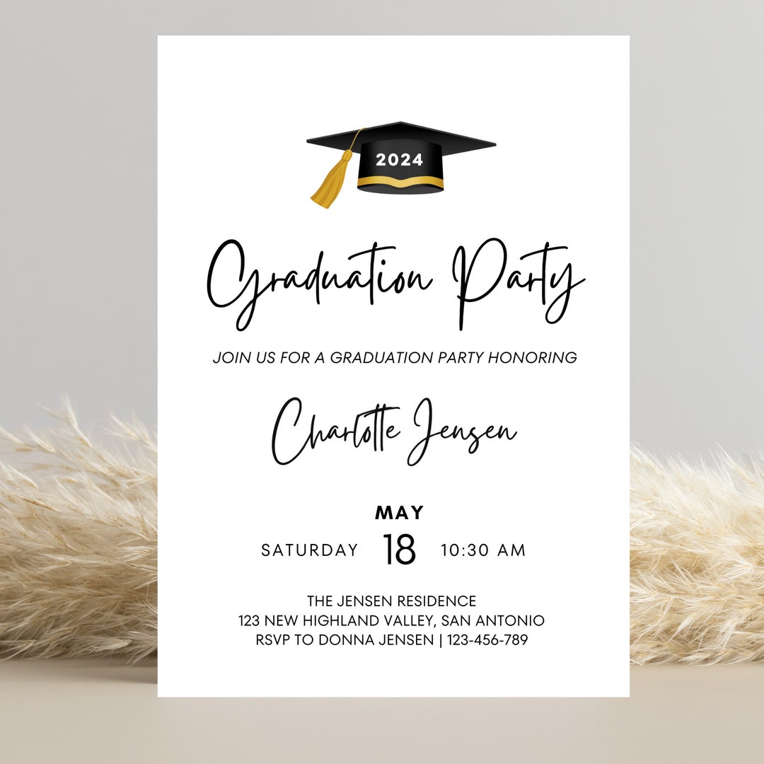 Minimalist Graduation Party Invitation Senior Announcement, Grad ...