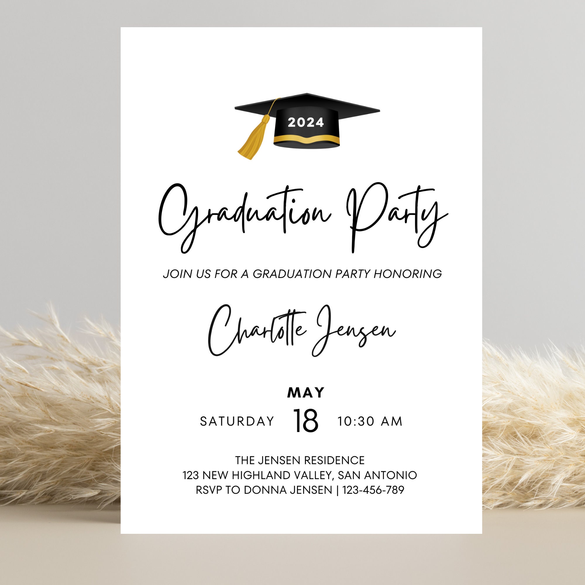 Minimalist Graduation Party Invitation Senior Announcement, Grad ...