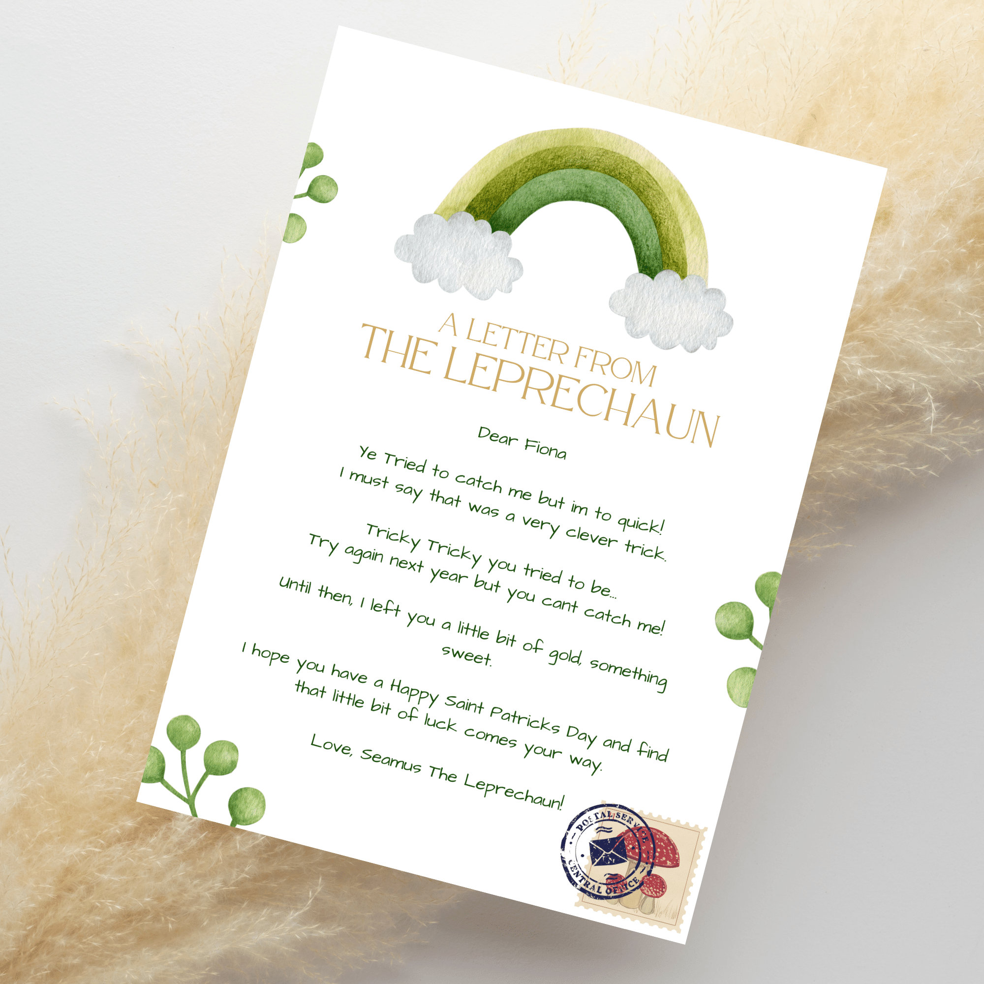 Leprechaun Letter Printable Template - Editable Letter From Leprechaun ...