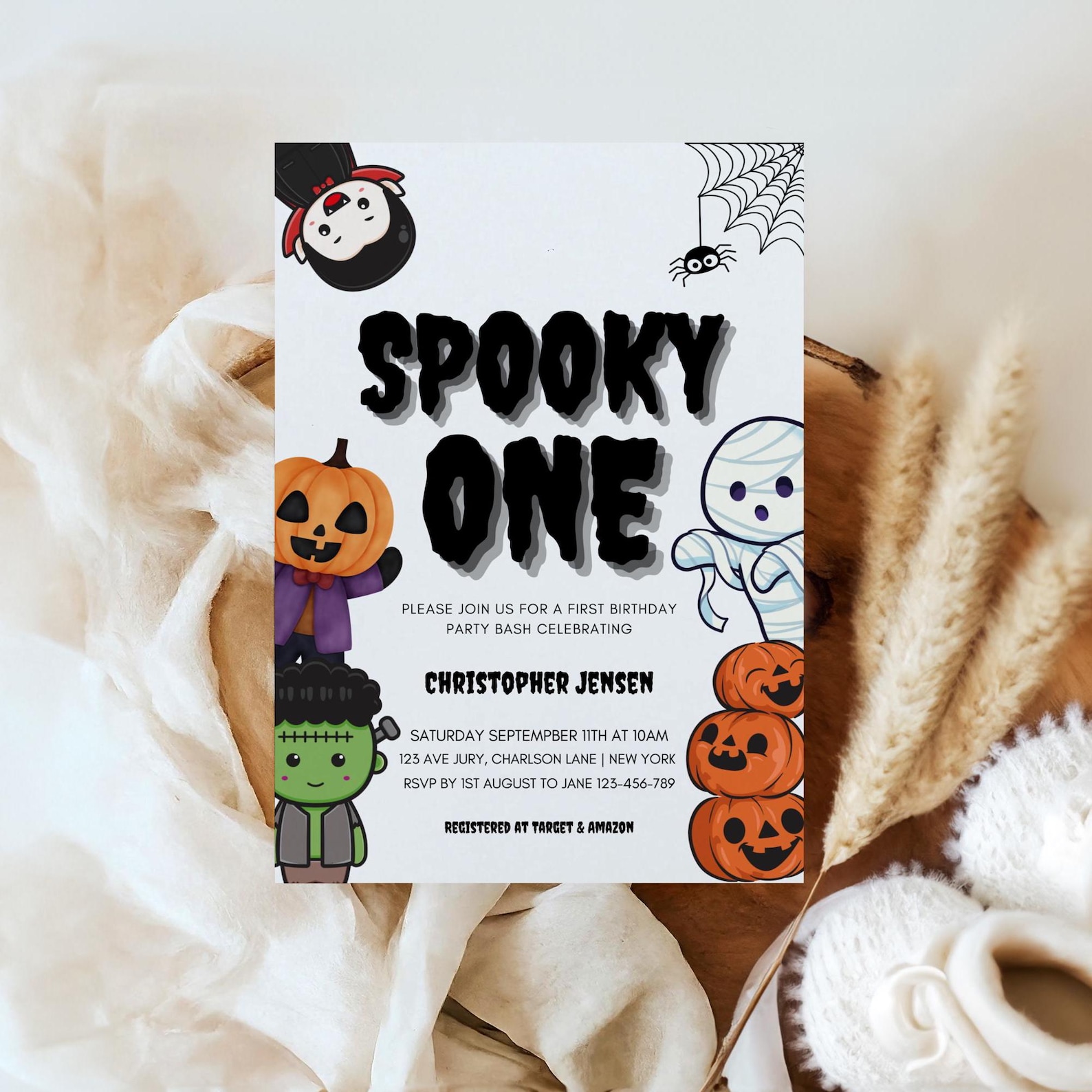 Spooky One First Birthday Invitation, Editable Template, Halloween ...