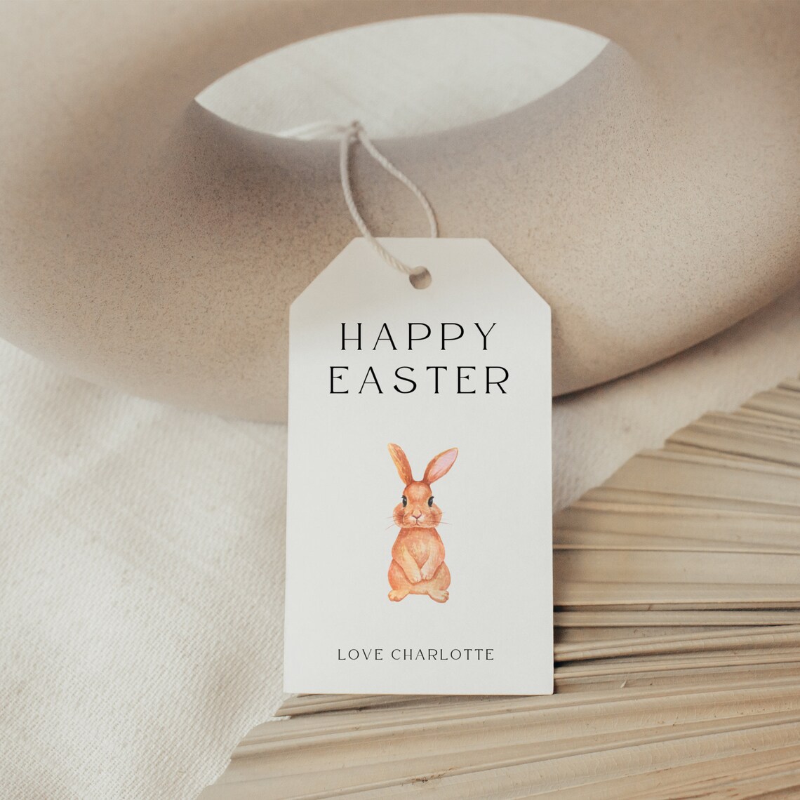 Minimalistic Easter Gift Tag Template - Easter Gift Tag, Treat Bag Tag ...