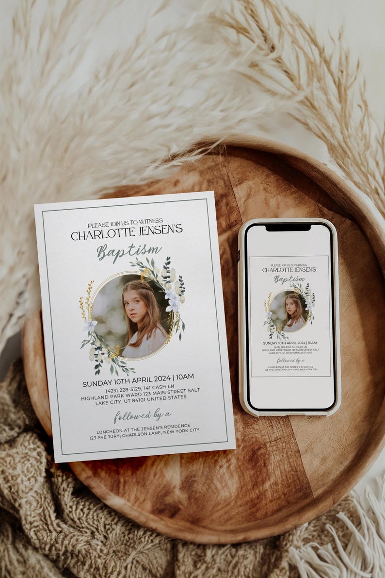 LDS Baptism Invitation Editable Template - Lds Baptism Invite, Baptism ...