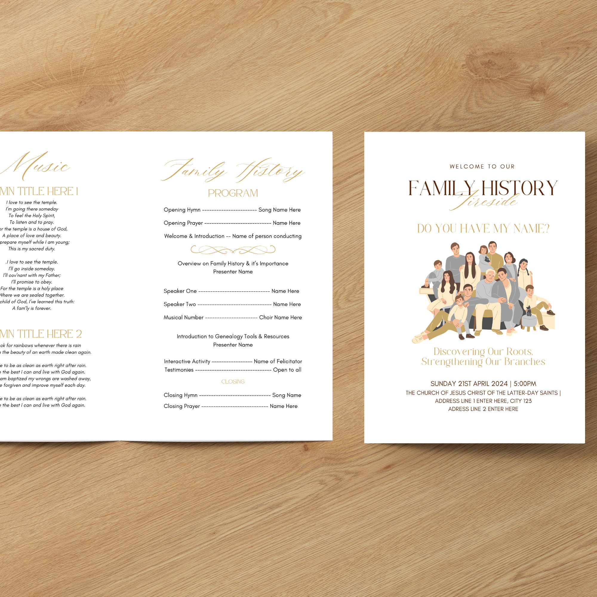 LDS Family History Fireside Program Editable Template - Minimal ...