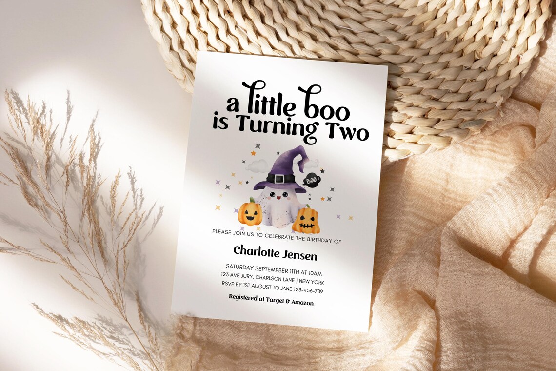 Little Boo Birthday Invitation, a Little Boo is Turning Two, Editable ...