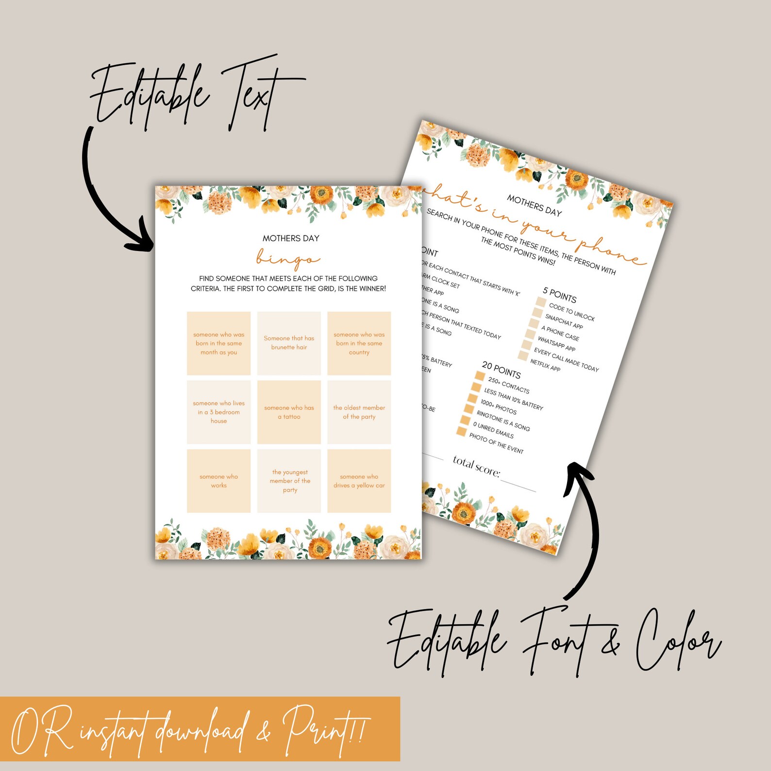 Mother's Day Games Bundle Templates - Editable Games Bundle, Mothers ...