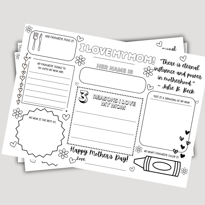 LDS Primary Mothers Day Worksheet, Lds Activity Sheet, Instant Download ...