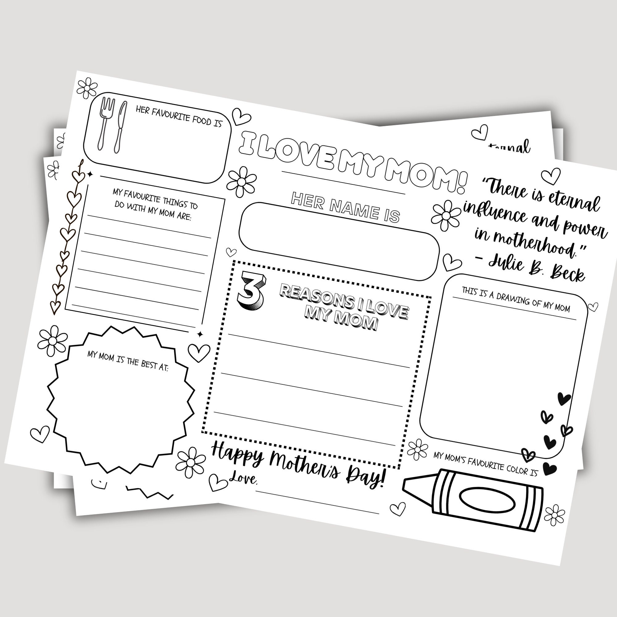 LDS Primary Mothers Day Worksheet, Lds Activity Sheet, Instant Download ...