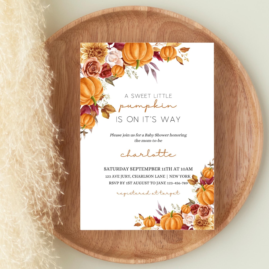 Sweet Little Pumpkin Baby Shower Invitation Pumpkin Theme, Fall Invite ...