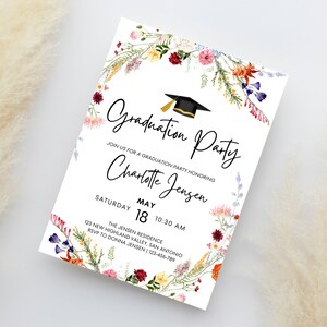 Wildflower Graduation Party Invitation - Senior Announcement, Grad ...