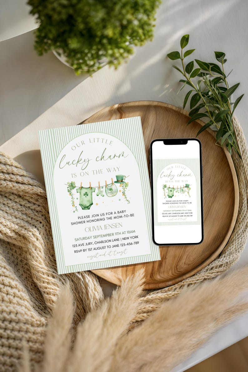 Lucky Charm Baby Shower Invitation Template - St Patricks Baby Shower ...