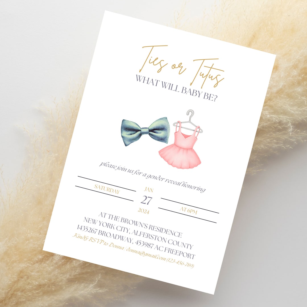 He or She Gender Reveal Invitation Template, Gender Reveal Party Invite ...