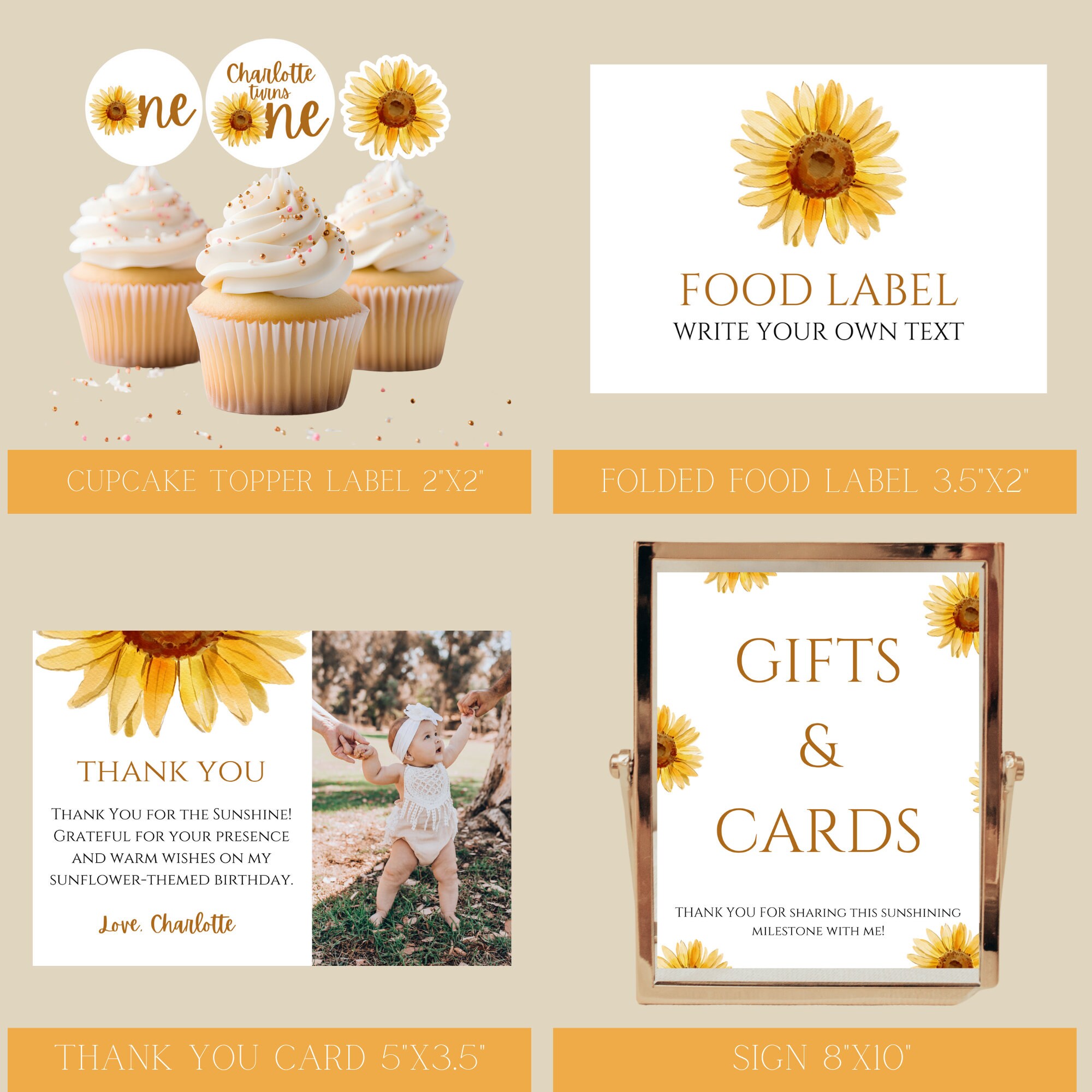 Sunflower First Birthday Bundle - Sunflower Themed Printable Party ...