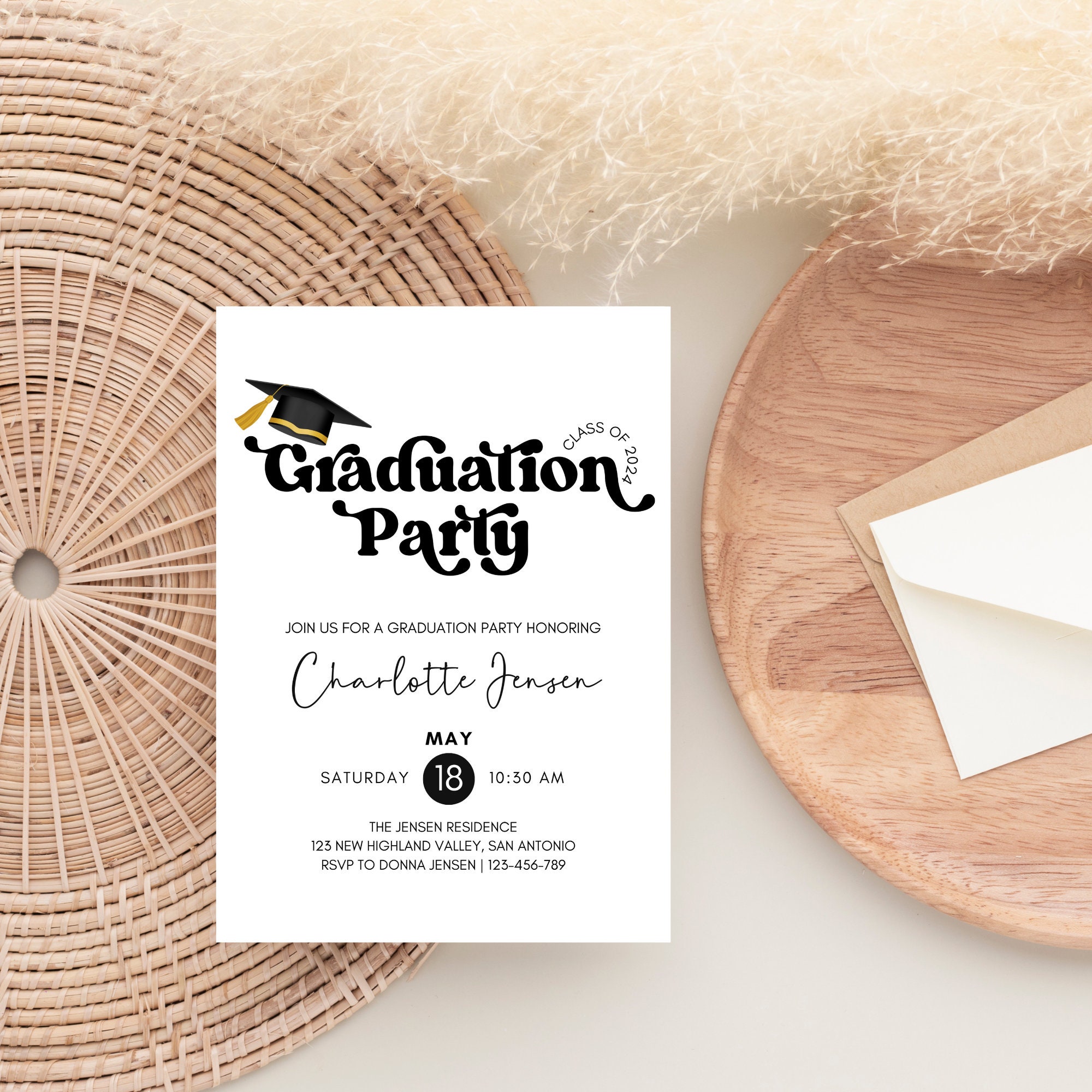 Minimalistic Graduation Party Invitation Senior Announcement, Grad ...