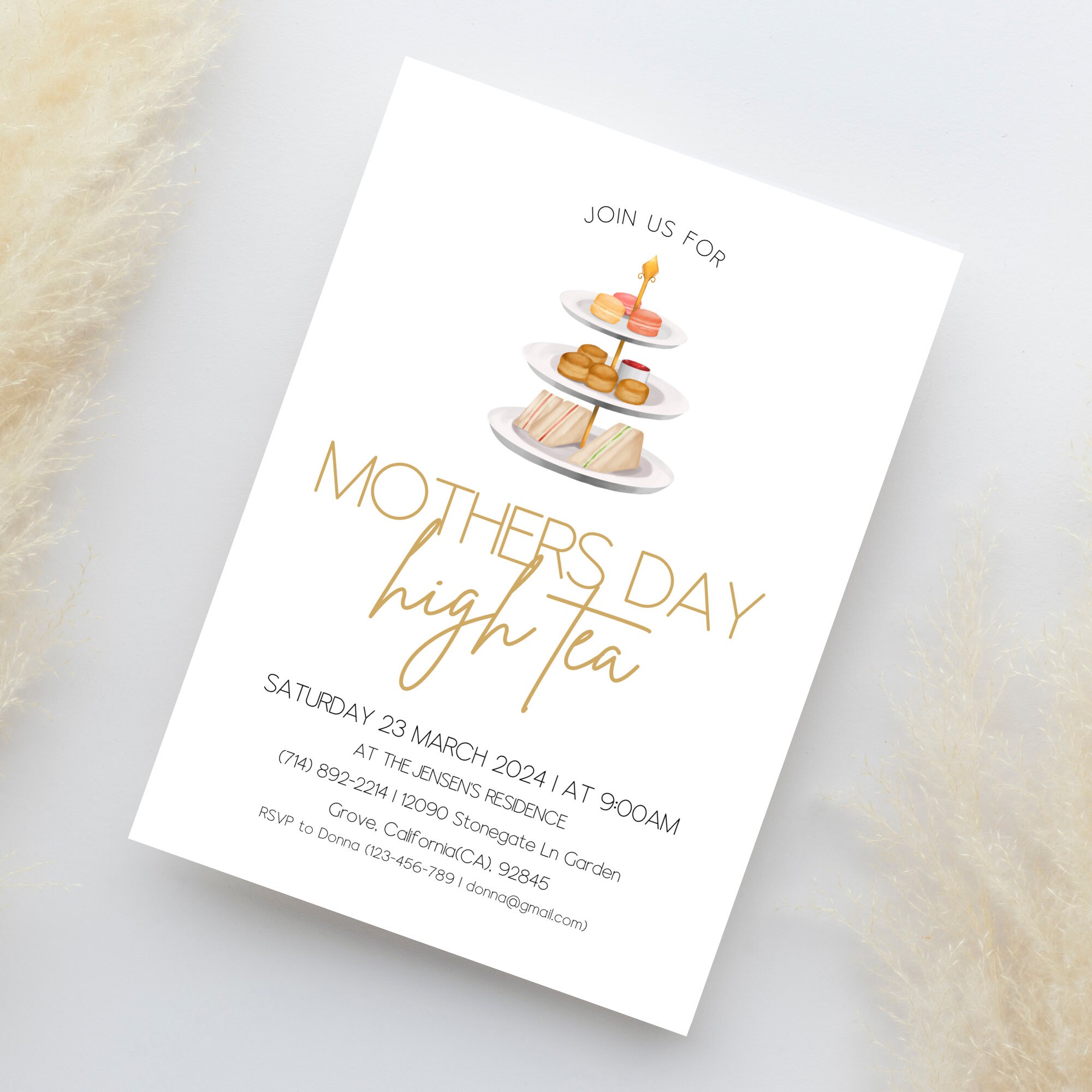 Mother's Day High Tea Invitation Template, Brunch Invitation, Dinner ...