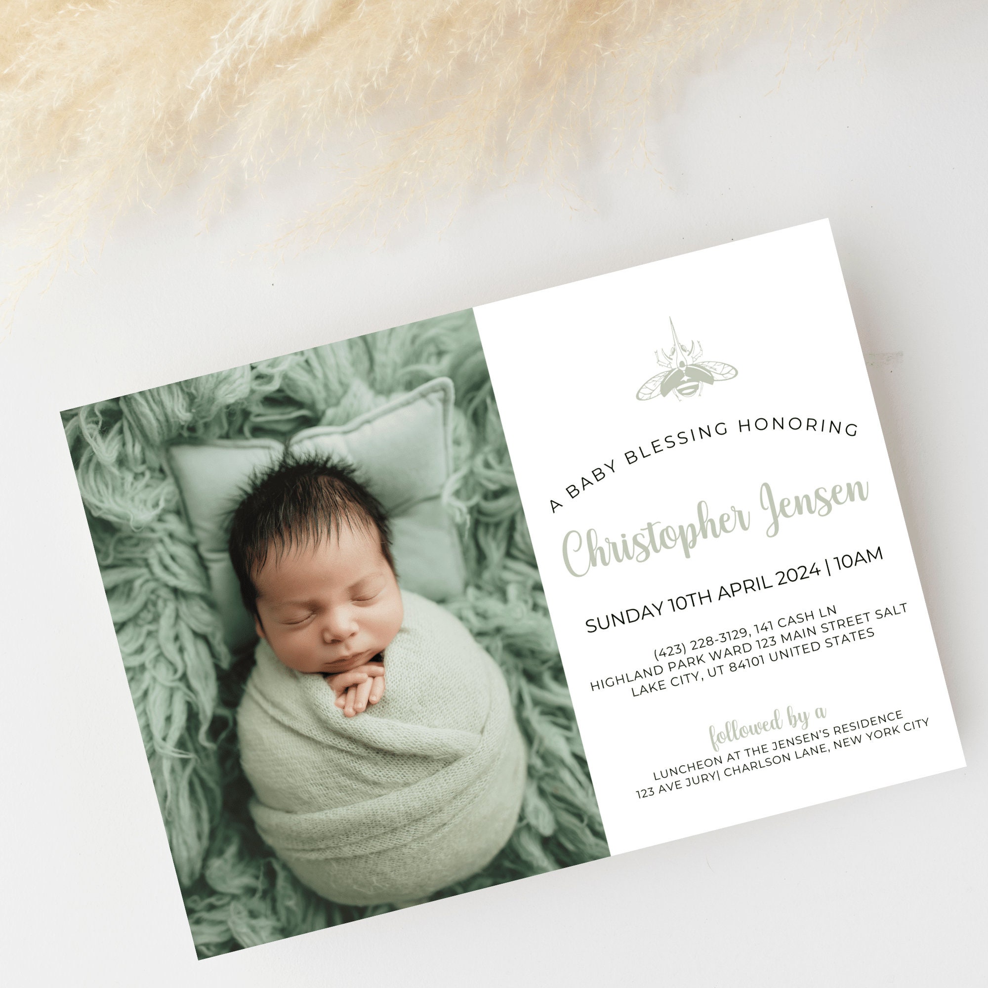LDS Baby Blessing Invitation | Minimalistic Christening Invite Template ...