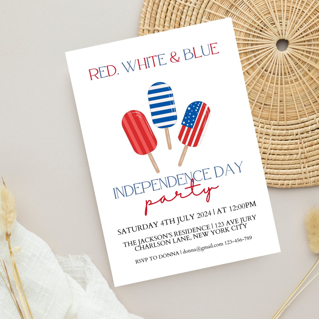 Independence Day Party Invitation Editable Template | Minimalistic ...