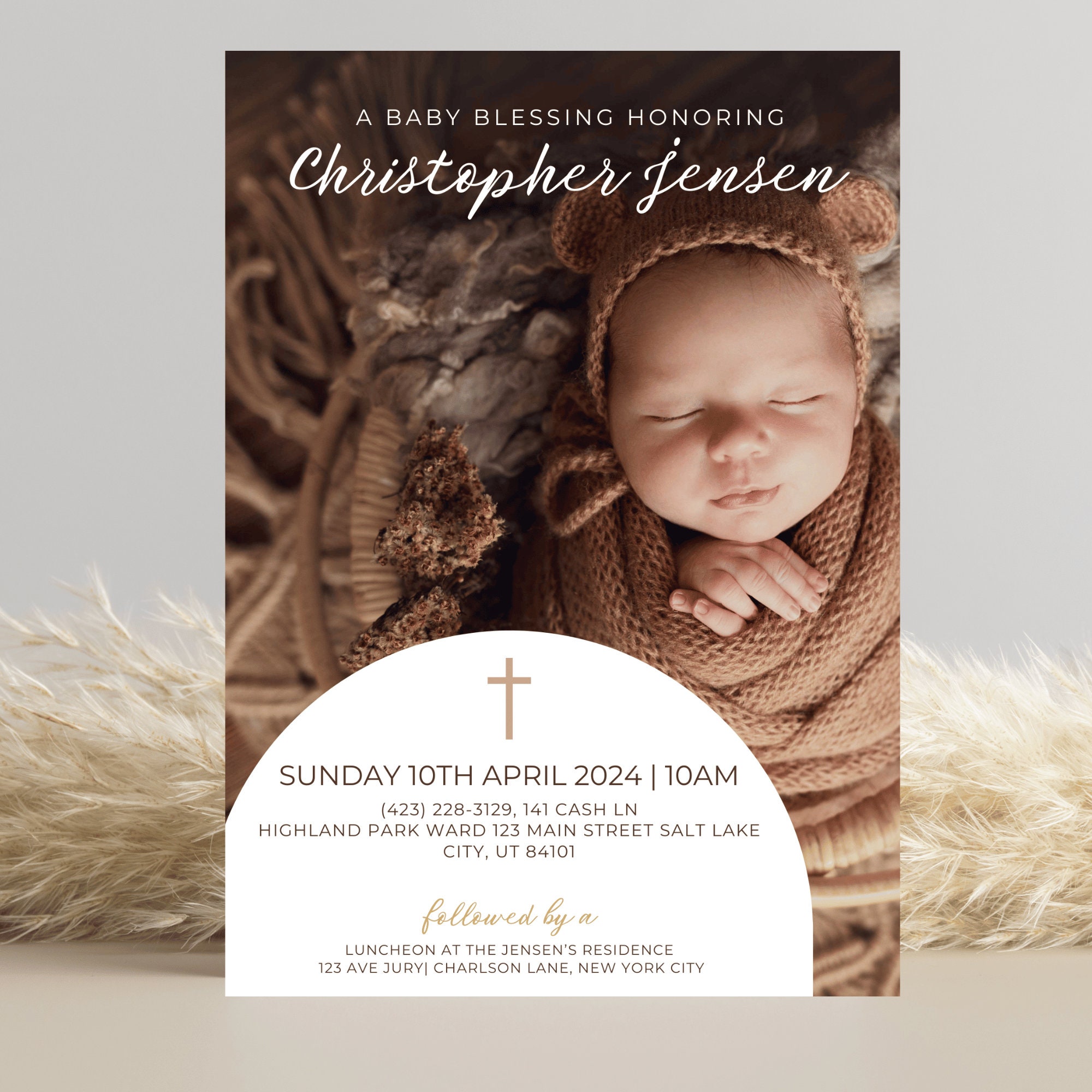 LDS Baby Blessing Invitation | Minimalistic Christening Invite Template ...