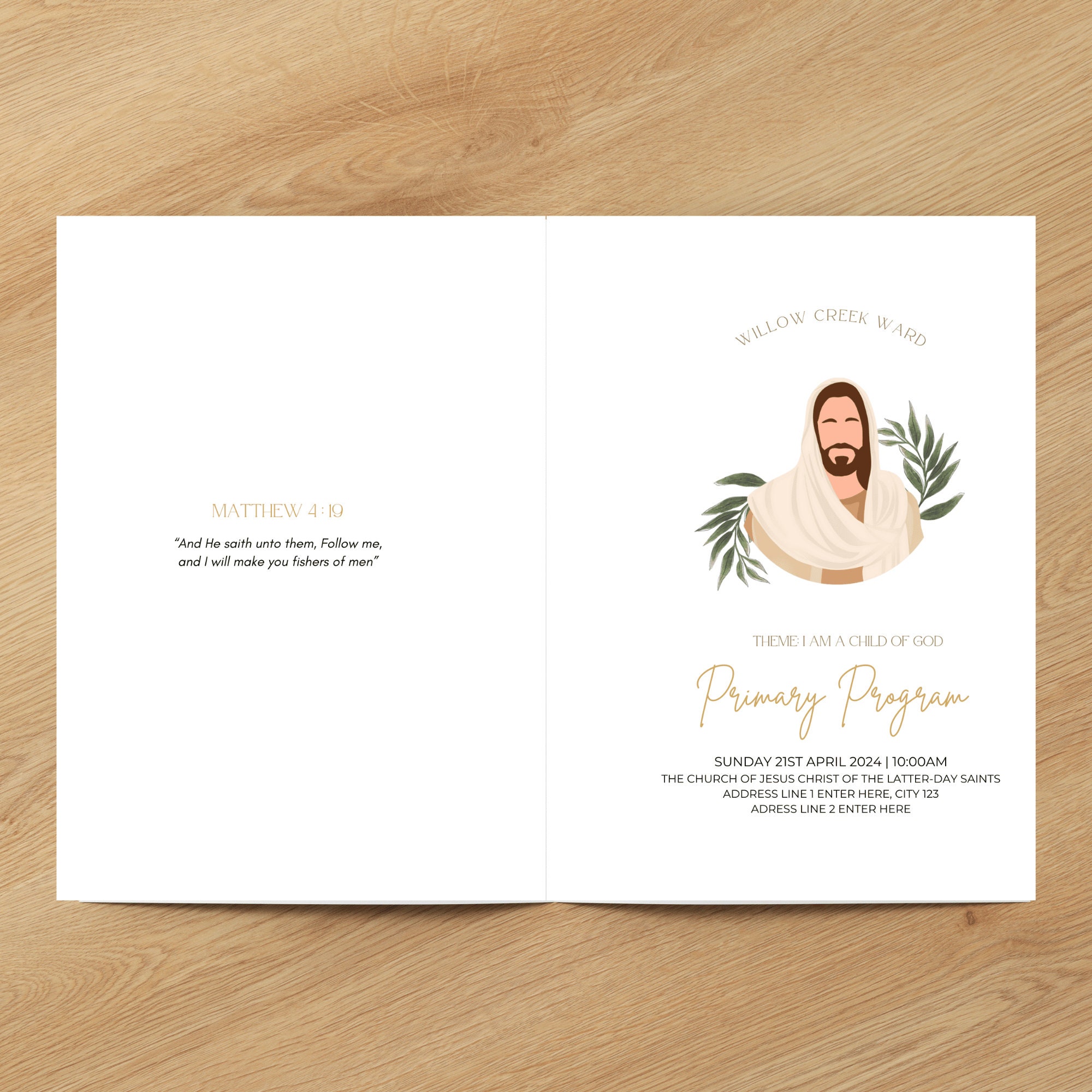LDS Primary Program Editable Template - Minimalistic Editable Template ...