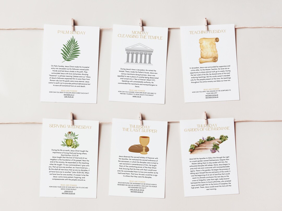 LDS Easter Holy Week Story/study Guide Cards - Printable Cards for ...