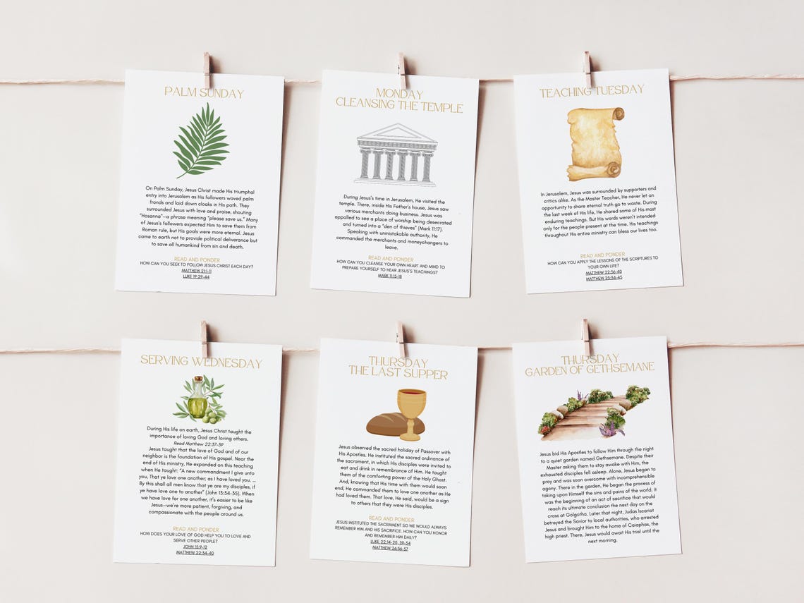 LDS Easter Holy Week Story/study Guide Cards - Printable Cards for ...