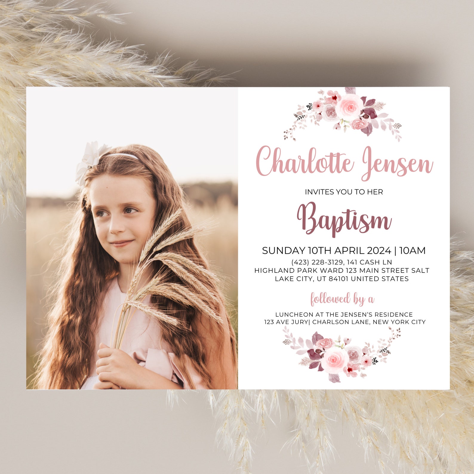 LDS Baptism Invitation Editable Template - Lds Baptism Invite, Baptism ...