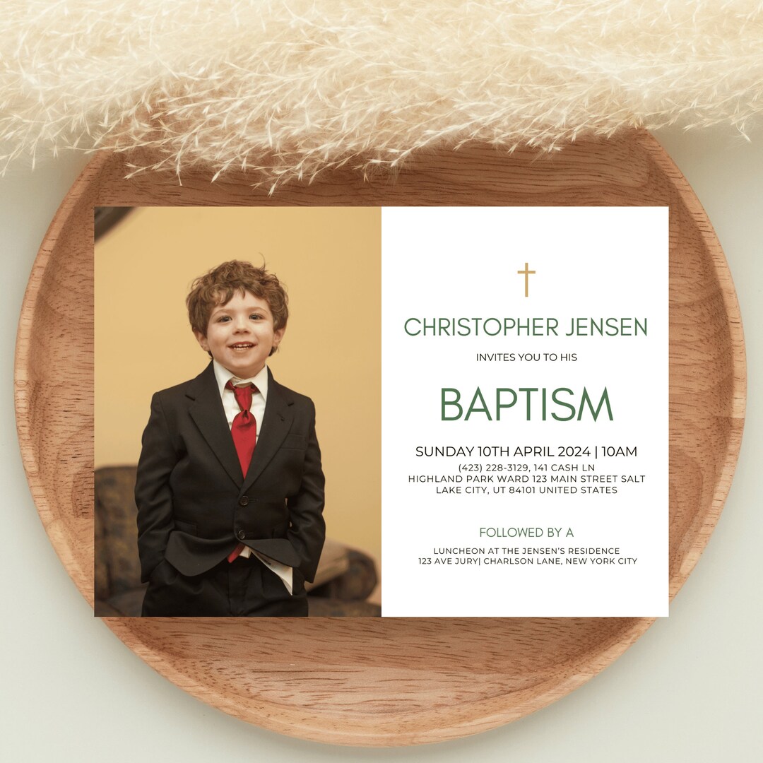 LDS Baptism Invitation Editable Template - Minimalistic Lds Baptism ...
