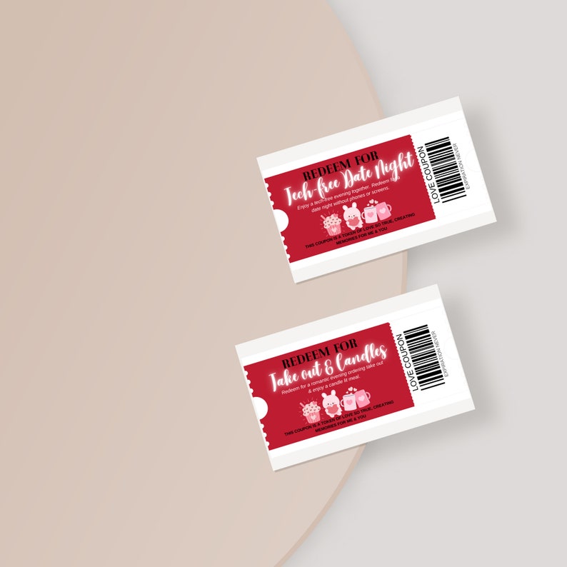 Couples Valentines Love Coupons Template - Editable & Printable, Gift ...