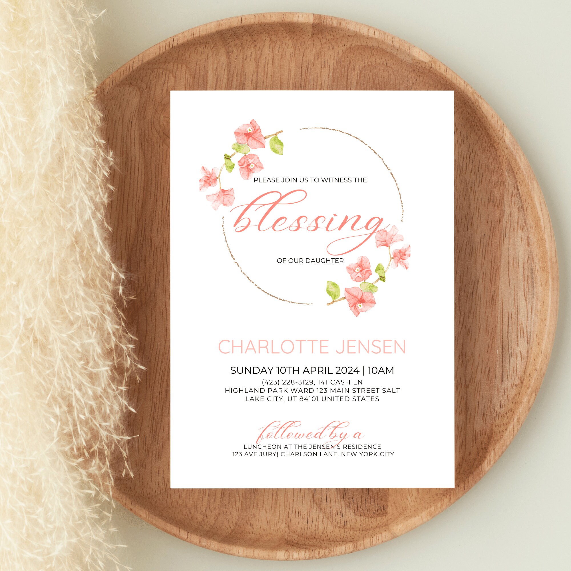 LDS Baby Blessing Invitation | Minimalistic Christening Invite Template ...