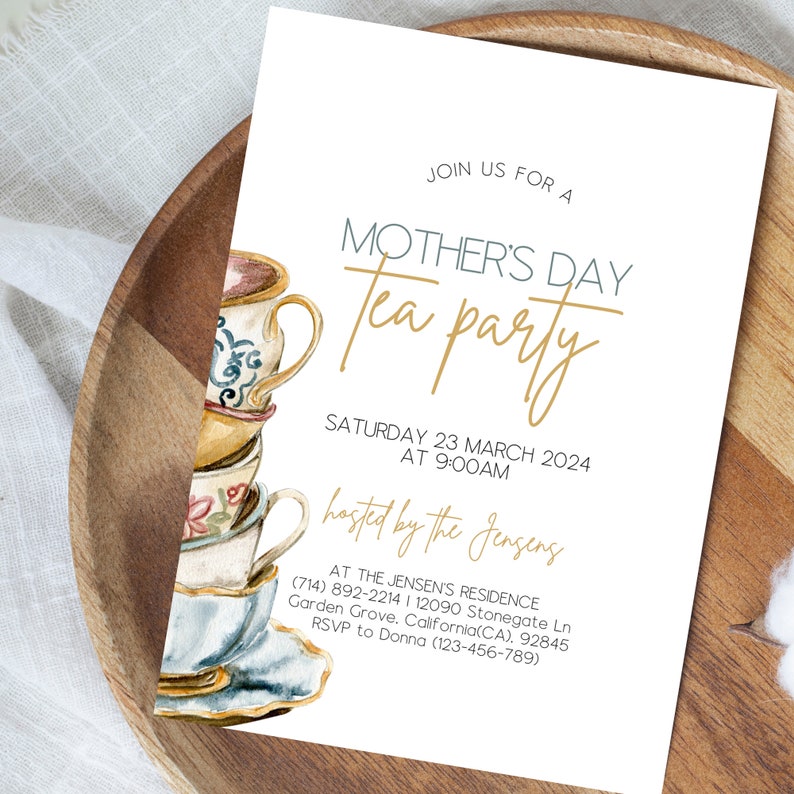 Mothers Day Tea Party Invitation Template, Brunch Invitation, Dinner ...
