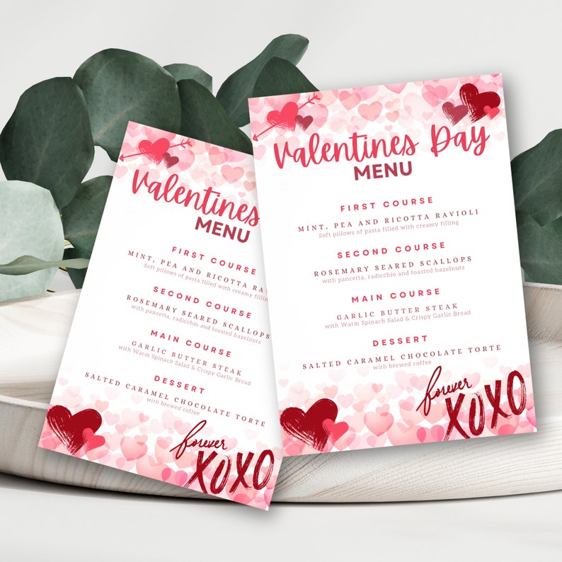Valentine's Day Menu Template: Romantic Canva Design (digital Download ...