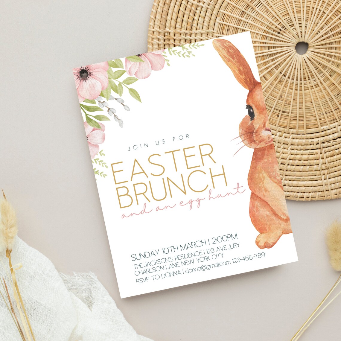 Easter Brunch Invitation Template Easter Invite, Brunch and Egg Hunt ...