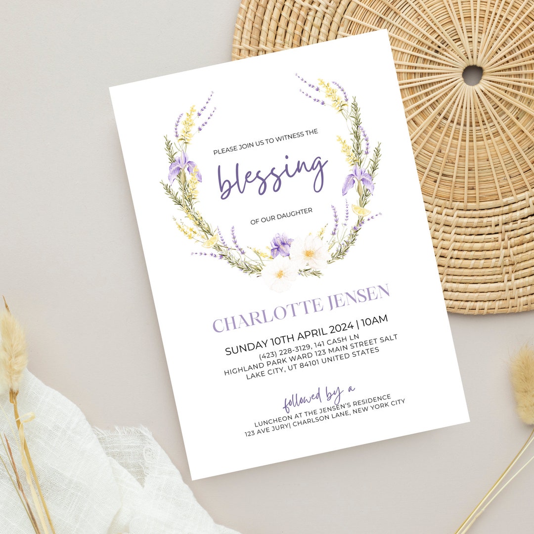 LDS Baby Blessing Invitation | Minimalistic Christening Invite Template ...
