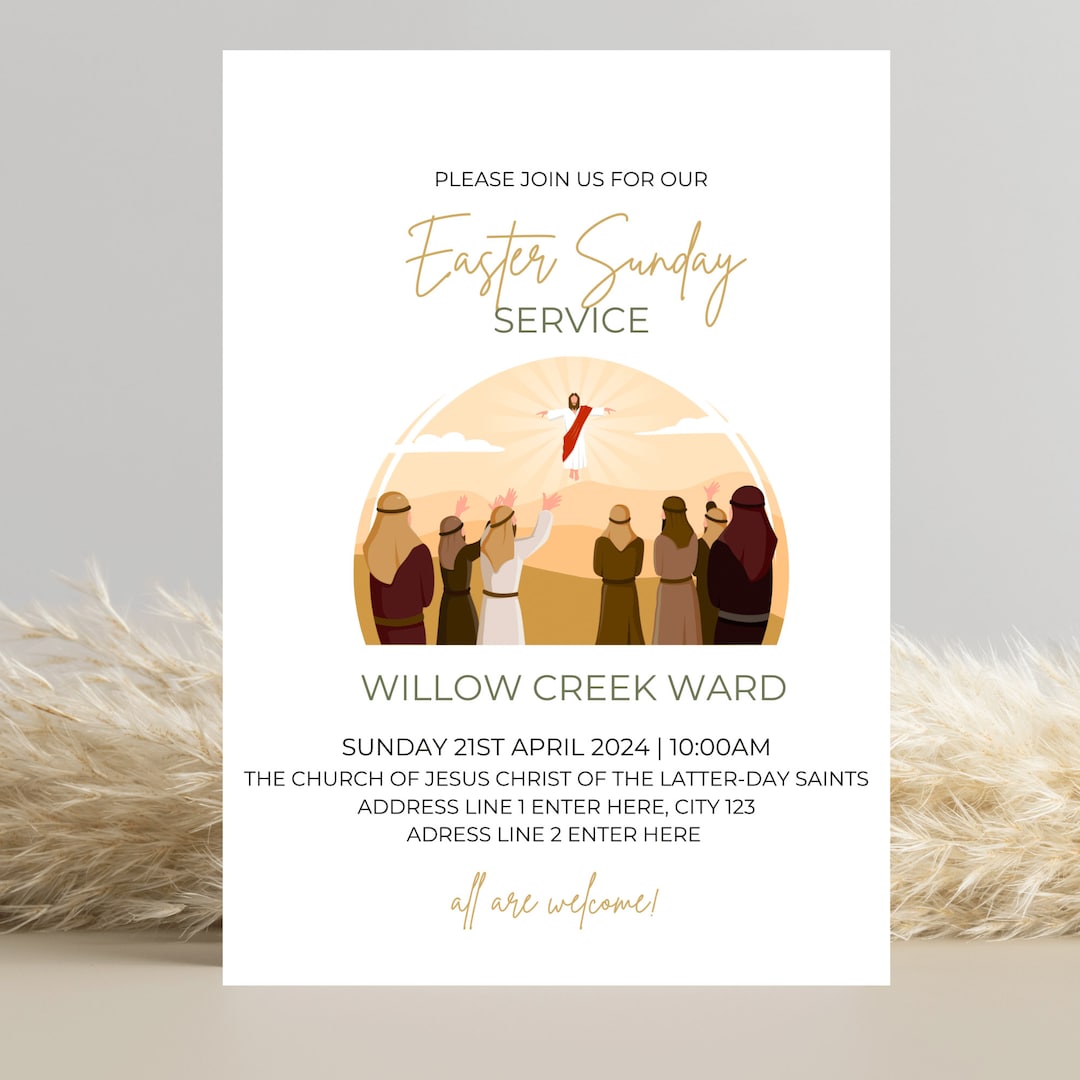 LDS Easter Sunday Service Invitation Template Minimalistic, Primary ...