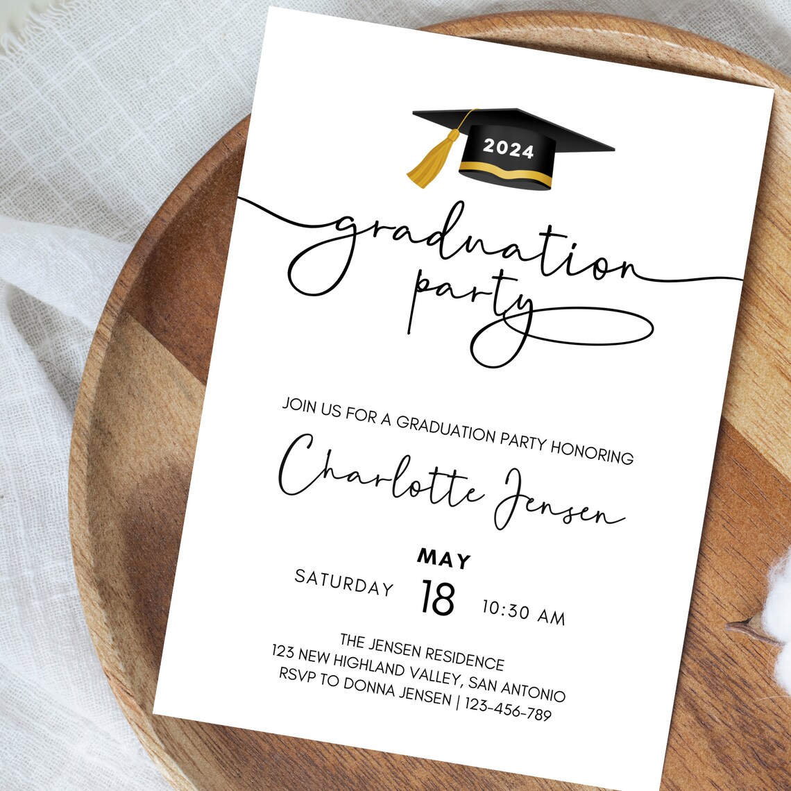 Minimalistic Graduation Party Invitation Senior Announcement, Grad ...