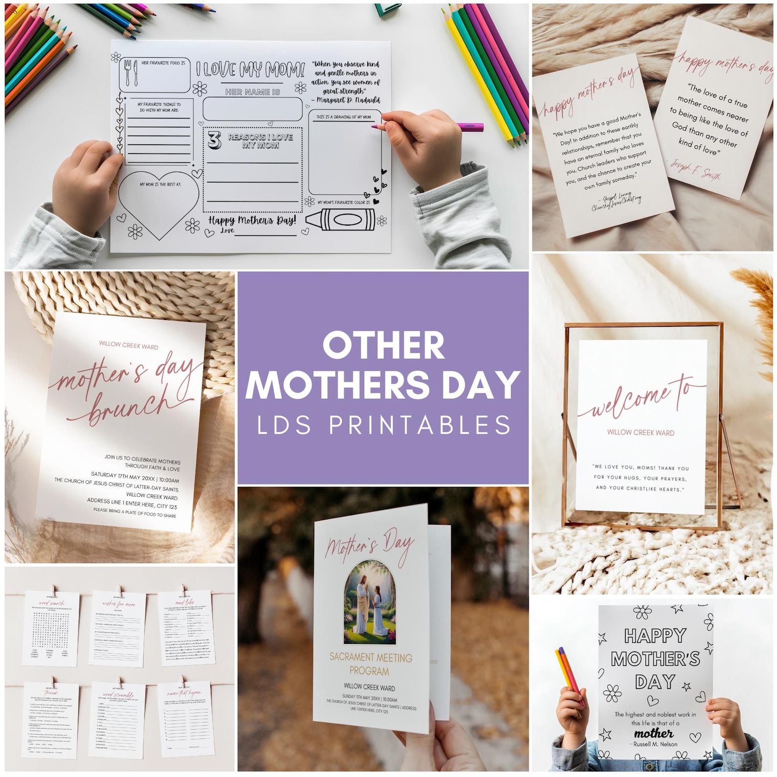 LDS Primary Mothers Day Card, Activity Sheet, Instant Download, Primary ...