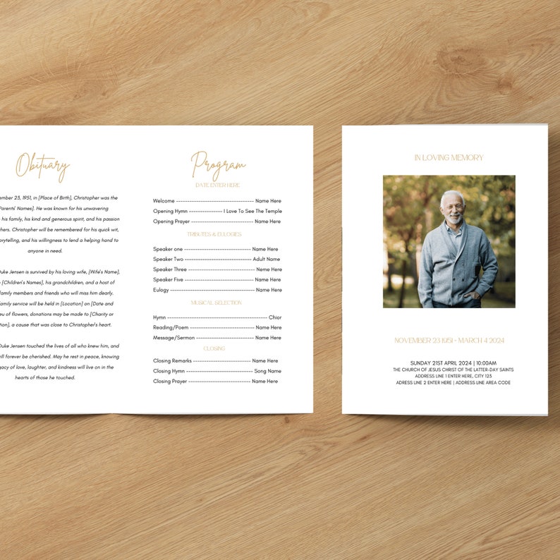 Funeral Program Template Obituary Template, Order of Service ...
